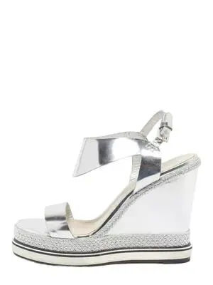 NICHOLAS KIRKWOOD Leda Leather Wedge Sandals - Silver