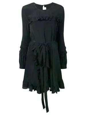 IRO PARIS Silk Blend Ruffle Detail Dress - Black