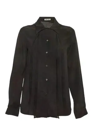 Miu Miu Silk Lace Trim Shirt - Black