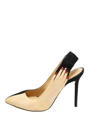 CHARLOTTE OLYMPIA Beige And Black Leather Slingback Pumps - Neutrals