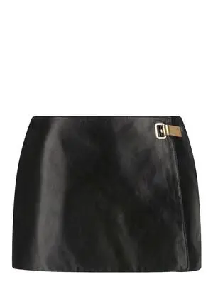 Balenciaga Leather Hook-fastening Skirt - Black