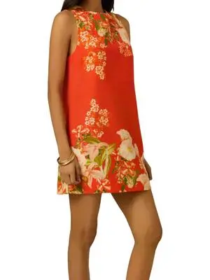 Hemant & Nandita Orange Floral Print Sleeveless Dress - Red
