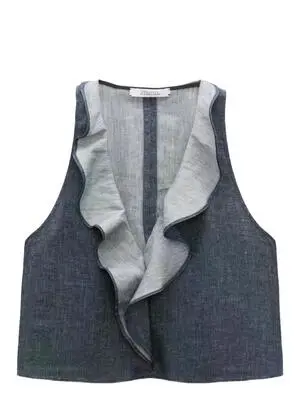 Dorothee Schumacher Ruffled Denim Top - Blue