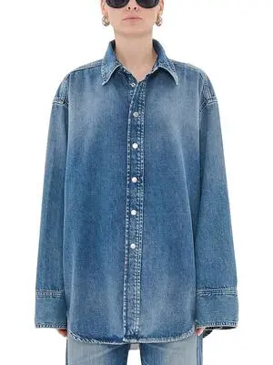 HAIKURE Victoria Denim Shirt Jacket - Blue Ryder