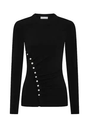 Rabanne Long Sleeve Crewneck Top - Black