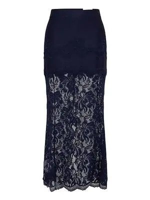 Rabanne Rabanne Scalloped Lace Maxi Skirt Deep Navy