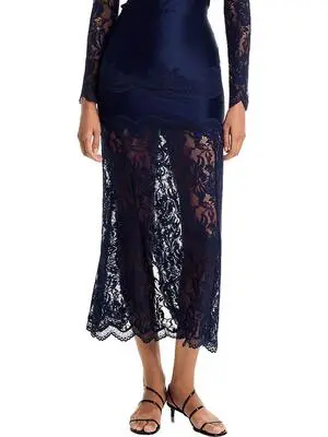 Rabanne Scalloped Lace Maxi Skirt - Deep Navy