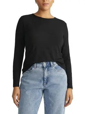 Universal Standard Joan Liquid Jersey Long Sleeve Top - Black