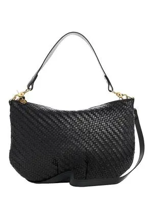Clare V. Moyen Messenger Woven Leather Crossbody Bag - Black