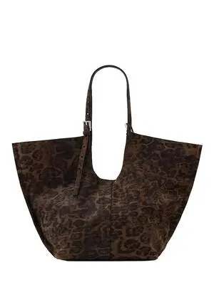 ALLSAINTS Allsaints Ara Leopard Print Leather East/West Tote Leopard Brown