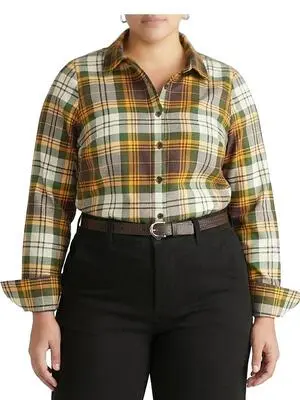 Universal Standard Plus Henning X Us Madison Shirt - Brown Plaid
