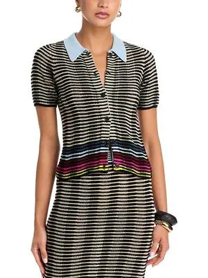 Christopher John Rogers Knit Polo Shirt - Black Multi