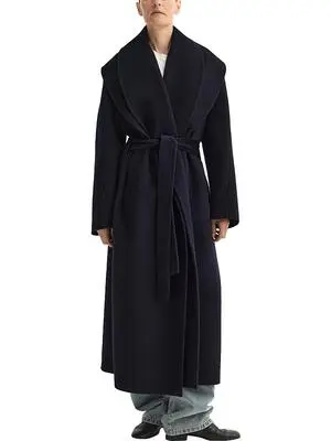 RÓHE Signature Double Faced Wool Scarf Coat - Navy