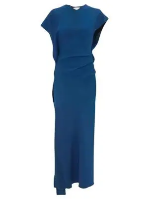 Victoria Beckham Asymmetric V-neck Midi Dress - Blue