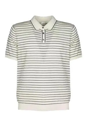 ROBERTO COLLINA Striped-knit Polo Shirt - Neutrals