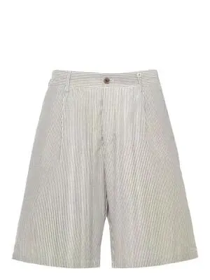 MYTHS Striped Cotton Shorts - Neutrals