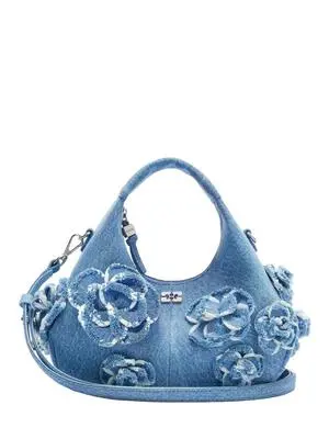 GANNI Floral Appliqué Tote Bag - Blue