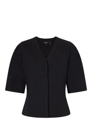 THEORY Theory V-Neck Linen Shirt With Oversized Sleeves