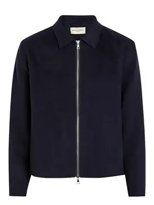 Officine Générale Mazir Wool Zip-up Bomber Jacket - Navy