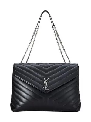 Saint Laurent Calfskin Monogram Loulou Shoulder Bag - Black