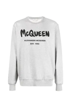 Alexander McQueen Graffiti Logo Sweatshirt - Grey