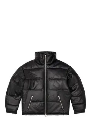 DENIM TEARS Embossed Leather Puffer Jacket - Black