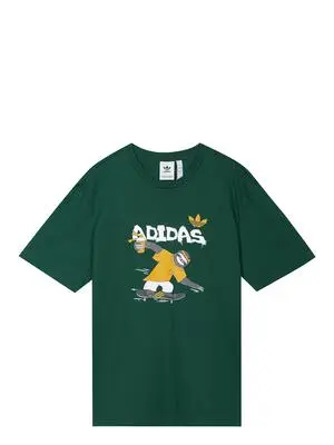 Adidas Originals Cartoon Printing Round Neck Short Sleeve Forest - Green
