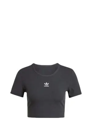 Adidas Essentials Ribbed Cropped T-shirt - Black
