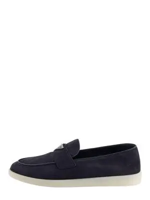 Prada PRADA Suede Logo Loafer Navy