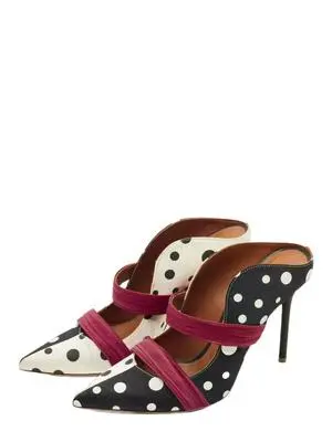 MALONE SOULIERS Maureen Polka-Dot Heeled Mules Black