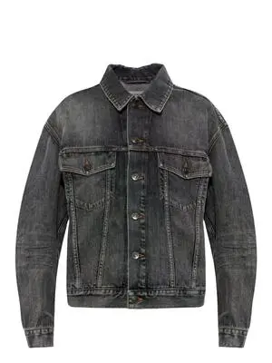 Balenciaga Logo Embroidered Buttoned Jacket - Grey