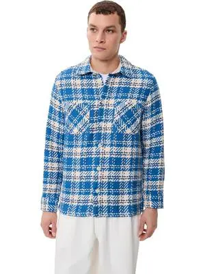 WAX LONDON Oran Check Whiting Overshirt - Blue/ecru