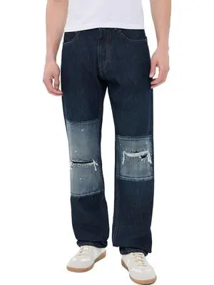 MAISON MARGIELA Paneled Distressed Jeans - Blue