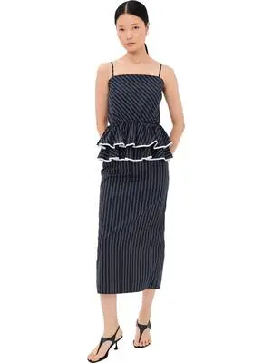 KIKA VARGAS Kika Vargas Alanna Dress With Ruffled Waist And Stripe Pattern