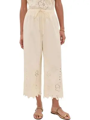 APIECE APART Embroidered Eyelet Cotton Pull-on Pants - Ecru