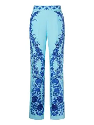 Etro Floral Silk Straight-leg Trousers - Multicoloured