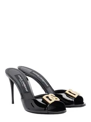 Dolce & Gabbana Patent Leather Mules - Black