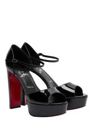 CHRISTIAN LOUBOUTIN Patent Leather Platform Sandals - Black