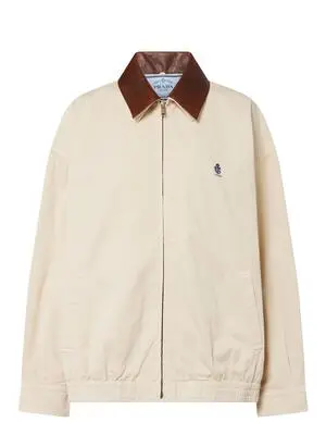 PRADA Prada Oversized Cotton Blouson Jacket With Leather Trim