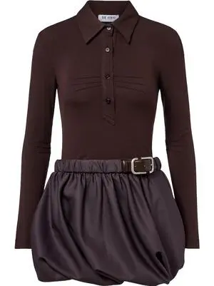 Attico Belted Polo Dress Dark - Brown