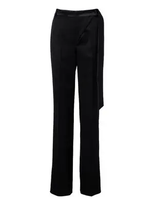 Attico Virgin Wool Wide-leg Pants - Black