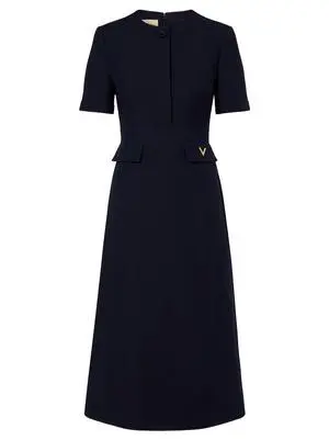 Valentino Garavani Crepe Couture Vgold Midi Dress - Blue