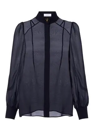 Alexander McQueen Wishbone Silk Crêpe De Chine Shirt - Blue