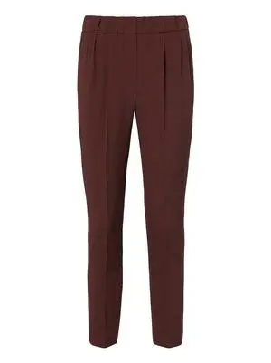 Brunello Cucinelli Crêpe Straight-leg Tailored Pants - Brown