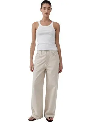 ST. AGNI Canvas Classic Mid Rise Straight Leg Jeans - Ecru