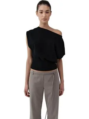 ST. AGNI Cashmere Asymmetric Top - Black