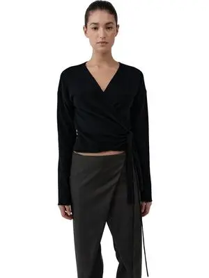 ST. AGNI Cashmere Wrap Cardigan - Black