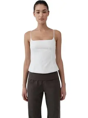 ST. AGNI Pinstripe Cami - White