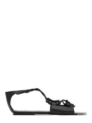 ST. AGNI Beaded Detail Flat Sandals - Black