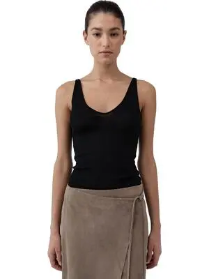 ST. AGNI Baby Wool Scoop Cami - Black